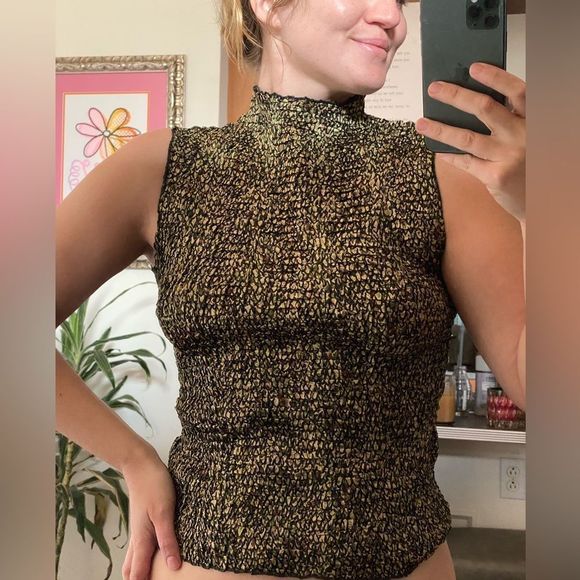 Vintage | Tops | Vintage Popcorn 9sturtle Neck Tank Top Sz M | Poshmark